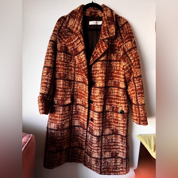 Happy X Nature | Jackets & Coats | Elegant Brown Plaid Pea Coat | Poshmark